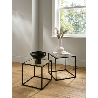 Black fluted Glass Nest Side Table - Set of 2 by George at ASDA ...