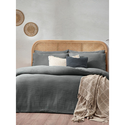 Yard Blue Chunky Waffle 100% Cotton Duvet Cover Set by George at ASDA ...