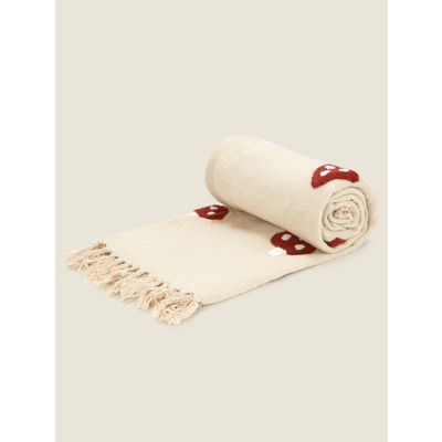 Natural Tufted Toadstool Throw with Fringed Edge - 150cm x 120cm by ...