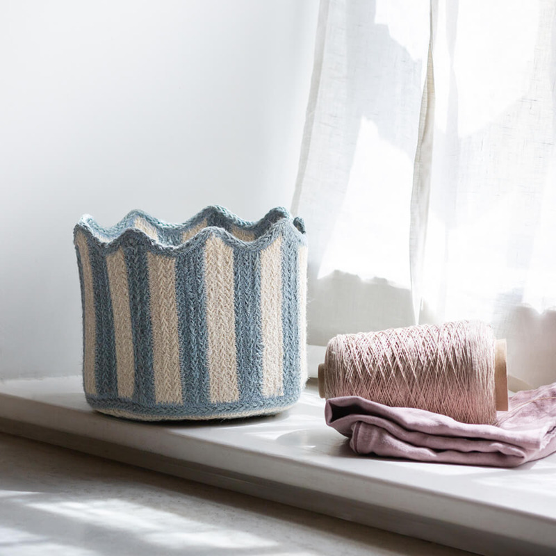 Graham and Green Blue Striped Posy Basket by Graham & Green | ufurnish.com
