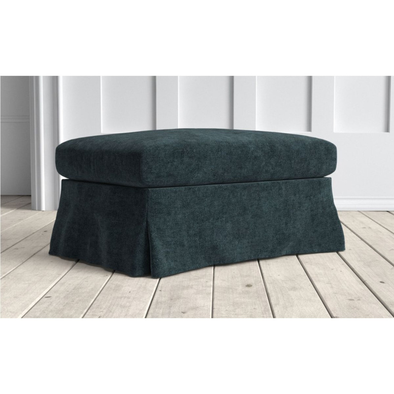 Jasmine Small Footstool in Storm Blue Luxe Chenille by Graham & Green ...