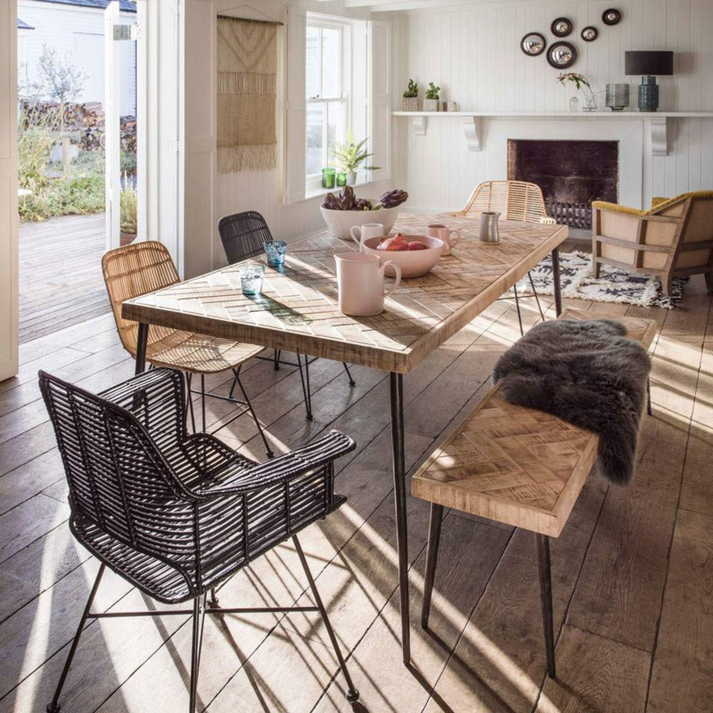 Amaliah Chevron Six Seater Dining Table by Graham & Green | ufurnish.com