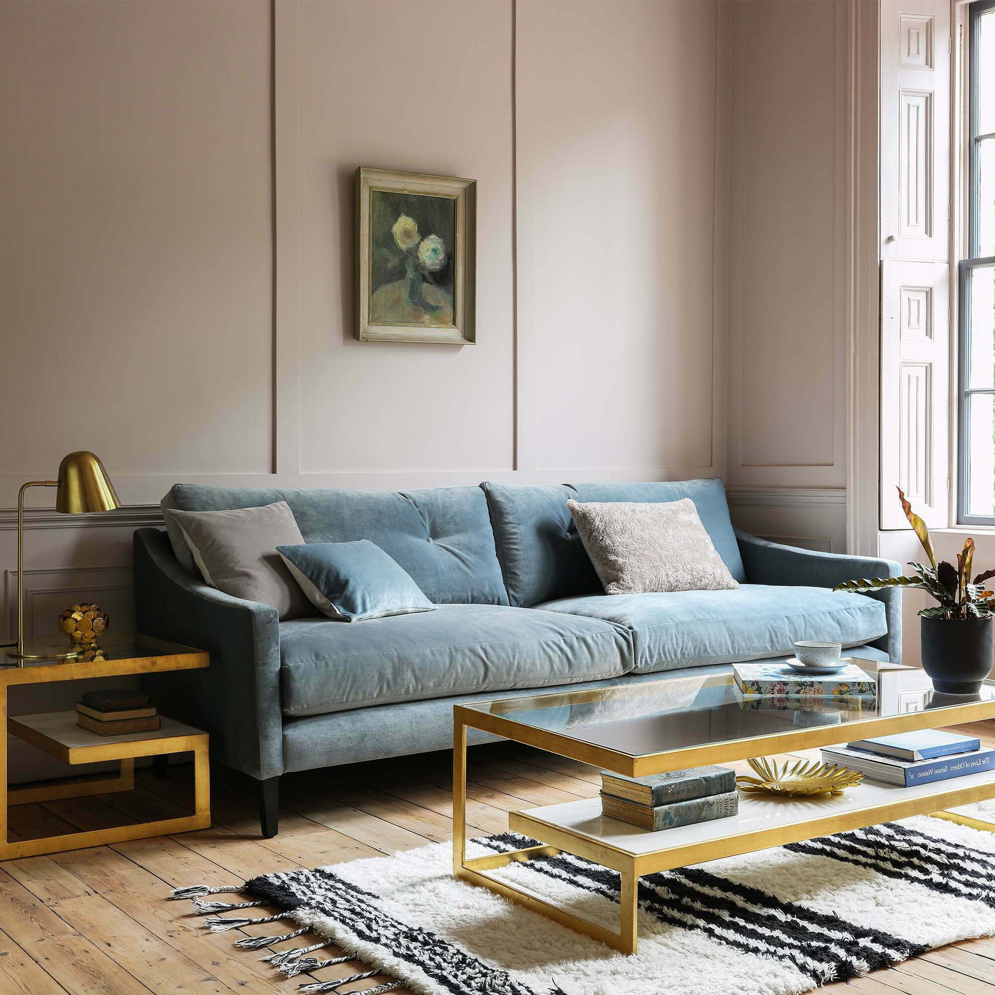 Graham and Green Deep Dream 2.5 Seater - Prussian Blue Linara by Graham ...
