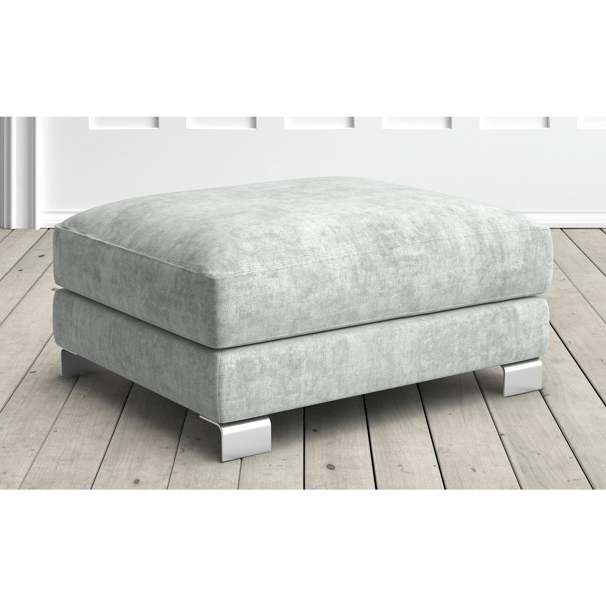 Graham and Green Dakota Small Footstool in Silver Birch Luxe Chenille ...