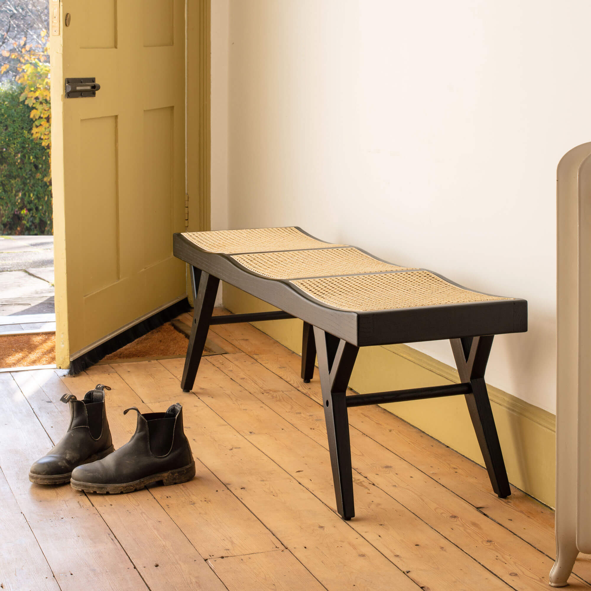 Graham and Green Mario Black Cane Bench by Graham & Green | ufurnish.com