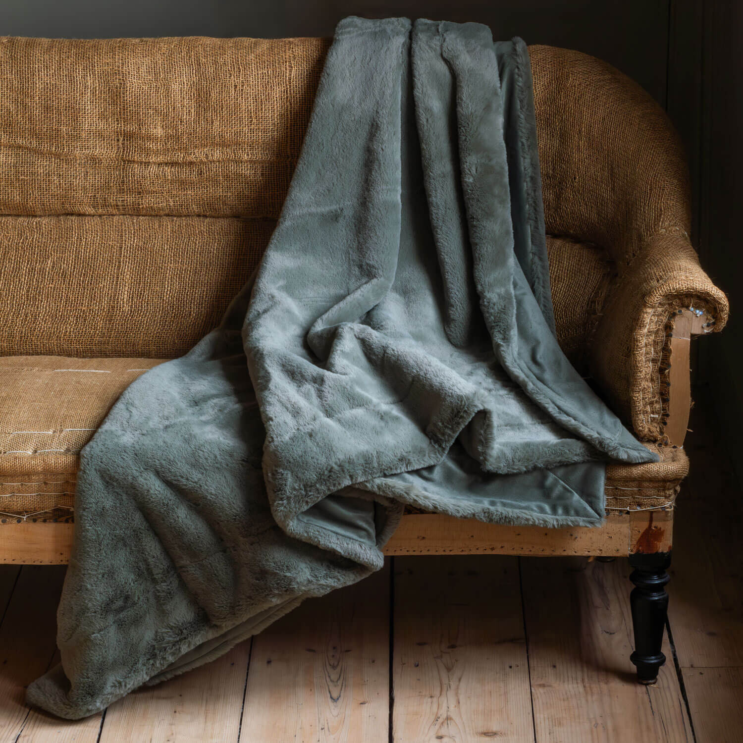 Graham and Green Khaki Green Faux Fur Throw by Graham & Green ...