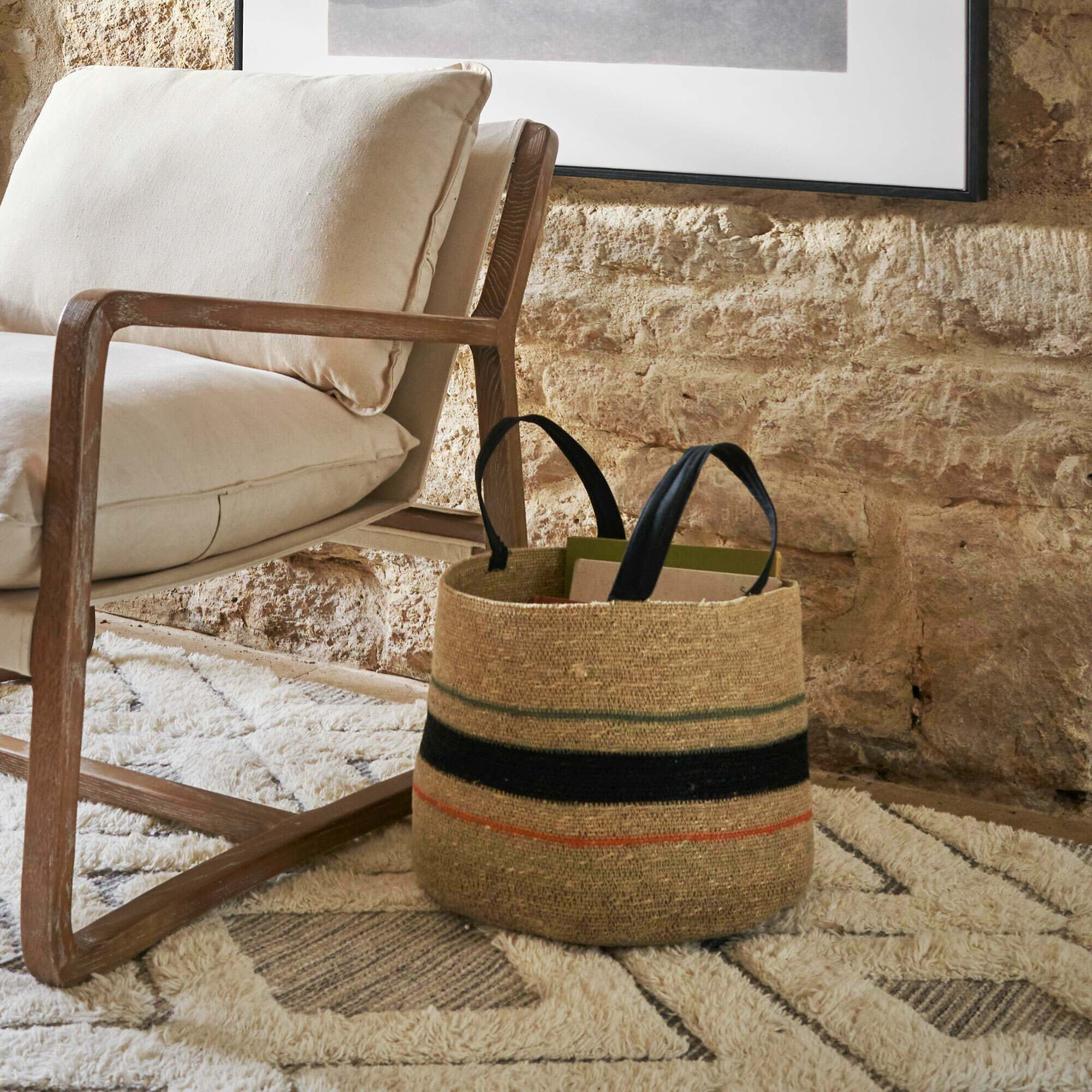 Graham and Green Striped Seagrass Basket with Handles by Graham & Green ...