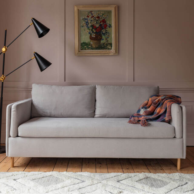 Graham and Green Edwina Grey Beige Caleido Linen Sofa Bed by Graham ...