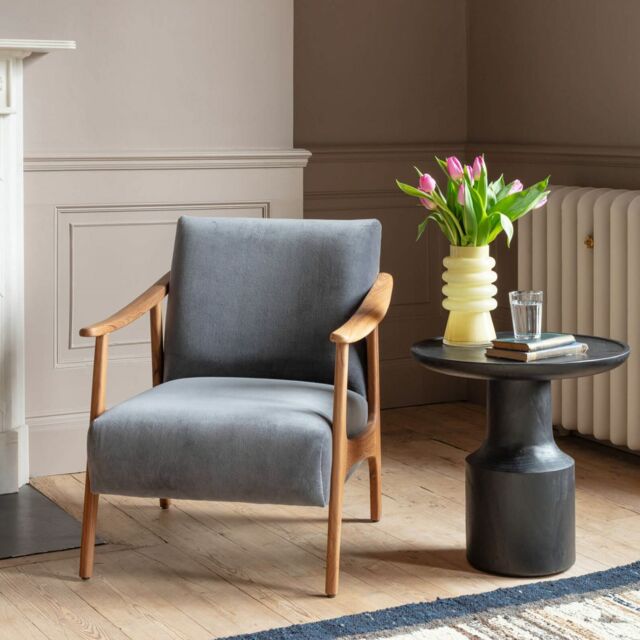 Graham and Green Gabe Grey Velvet Armchair by Graham & Green | ufurnish.com