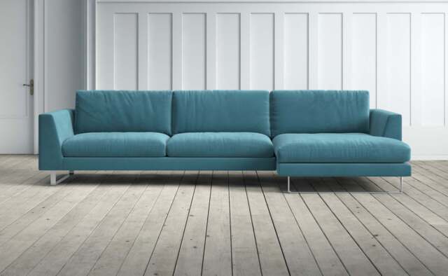 Graham and Green New York 3 Seater Right Chaise Sofa in Cornflower Blue ...