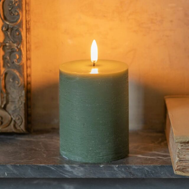 Graham and Green LED Pillar Candle Olive Green by Graham & Green ...
