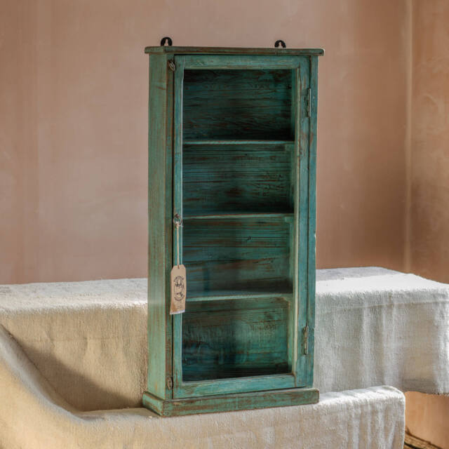 Graham and Green Vintage Rustic Aqua Blue Wall Showcase by Graham ...