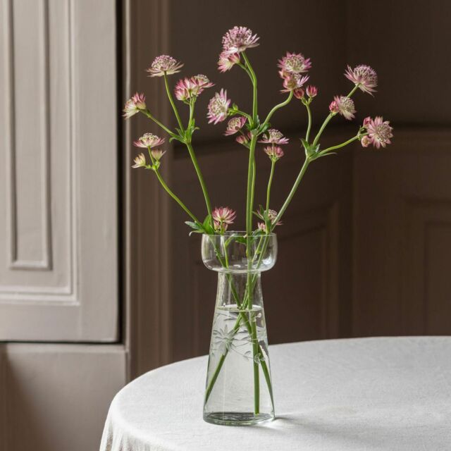 Graham and Green Large Etched Floral Clear Glass Vase by Graham & Green ...