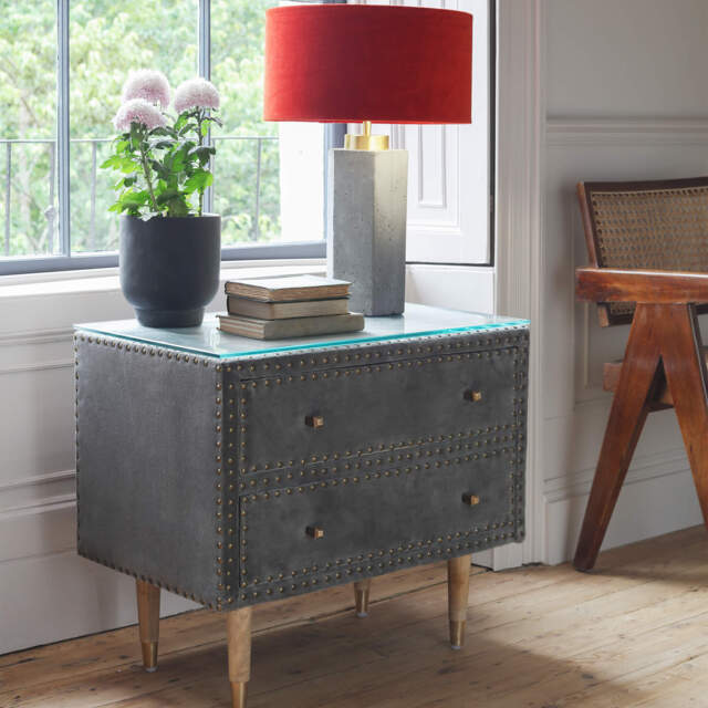 Graham and Green Eleonora Grey Velvet Bedside Table by Graham & Green ...