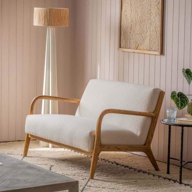 Graham and Green Ashton Two Seater White Bouclé Sofa by Graham & Green ...