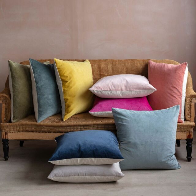 Graham and Green Navy Blue Velvet Large Square Cushion by Graham ...
