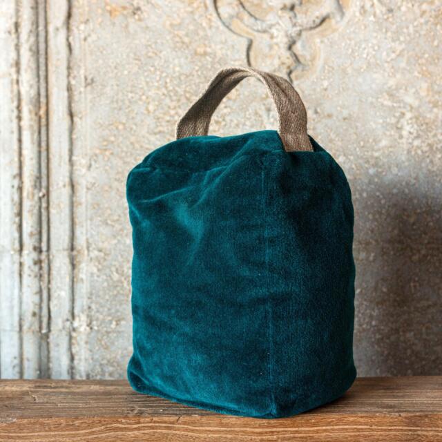 Graham and Green Teal Velvet Door Stop by Graham & Green | ufurnish.com