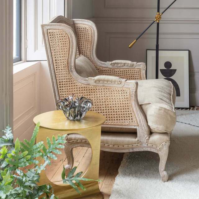 Graham and Green Caden Natural Linen Cane Armchair by Graham & Green ...