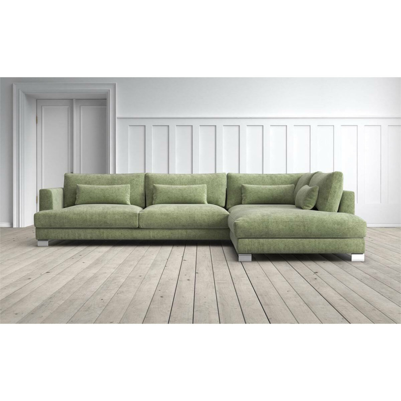 Graham and Green Dakota 3 Seater Right Chaise Sofa in Green Vintage ...