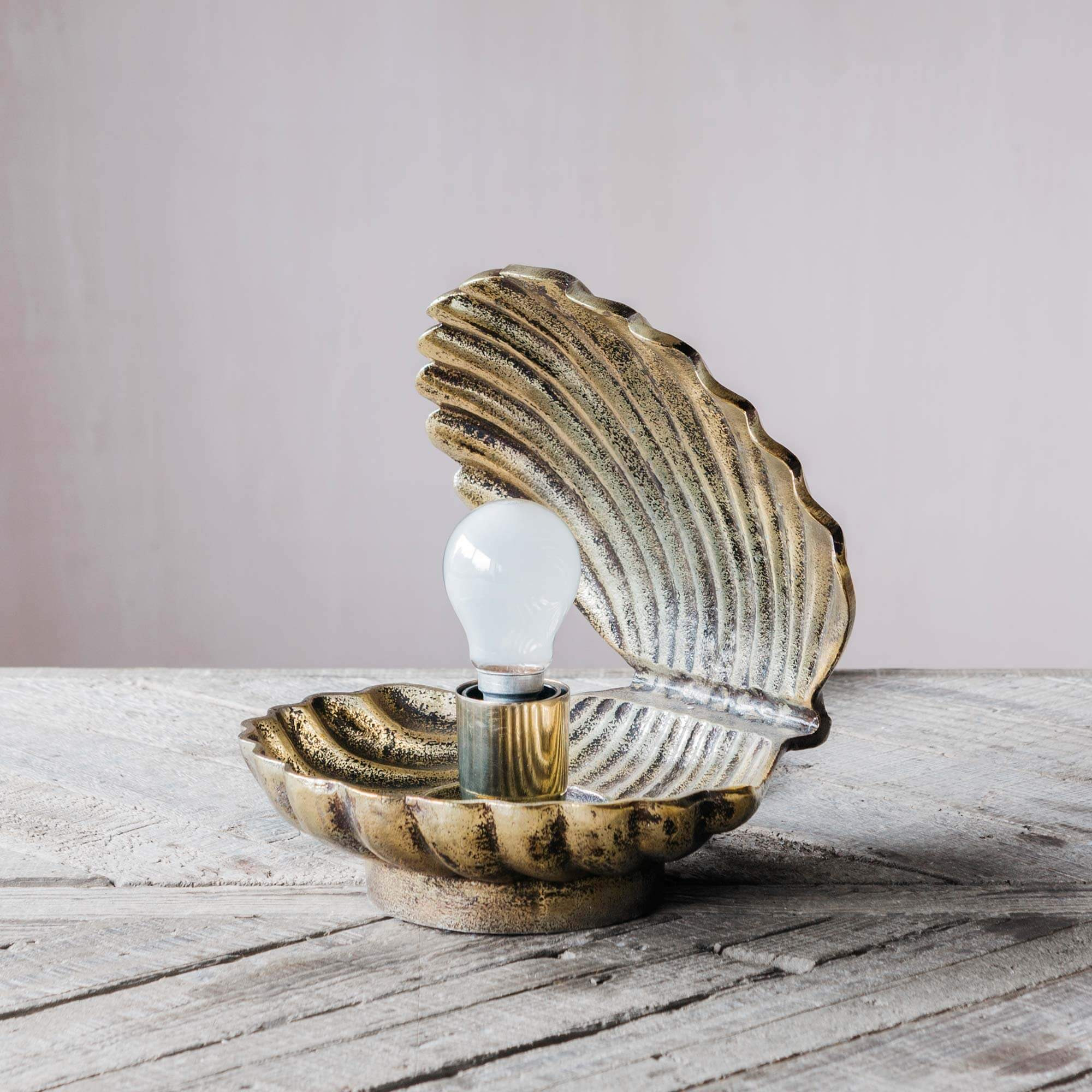 Graham and Green Antique Brass Shell Lamp by Graham & Green | ufurnish.com