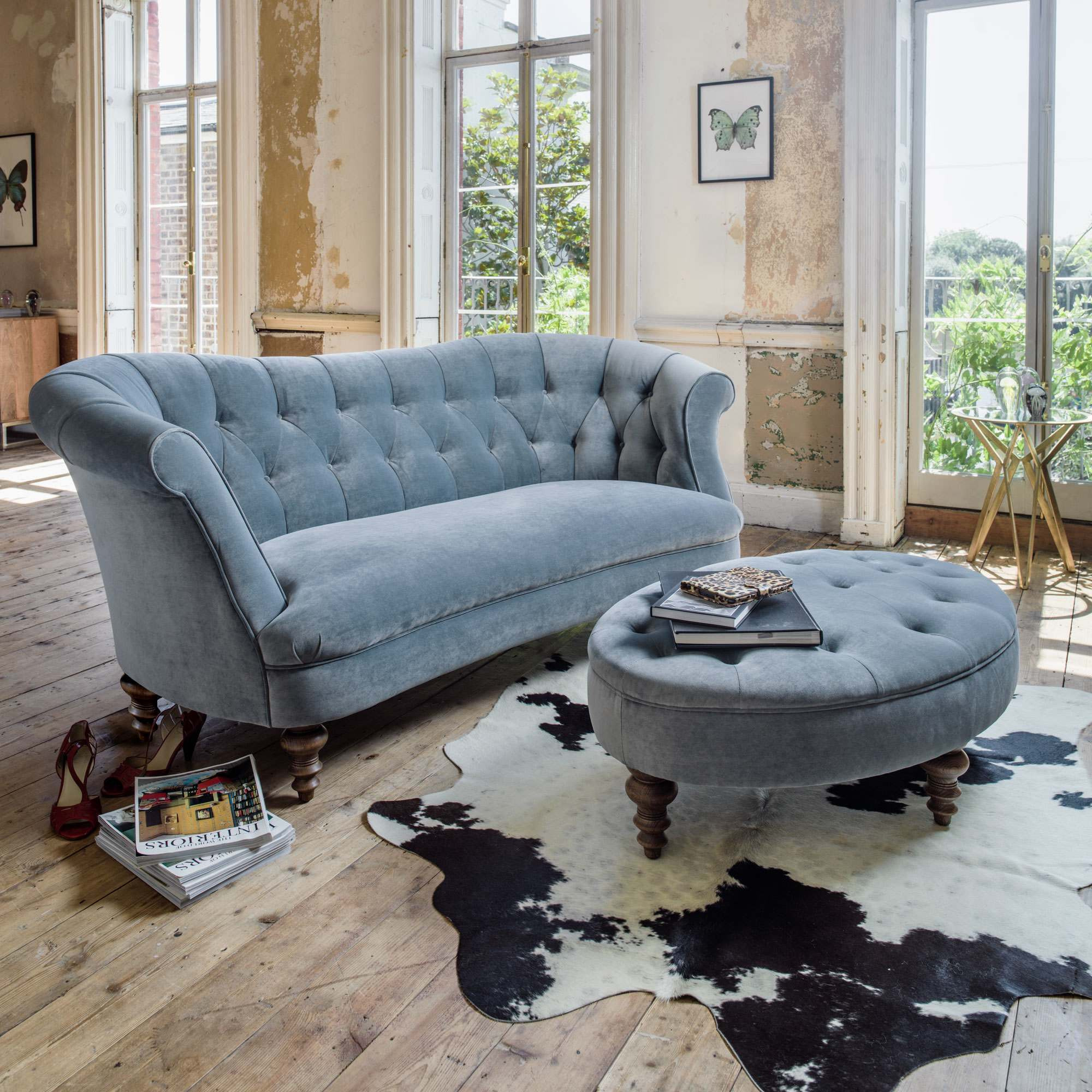 Graham and Green Diana 3 Seater - Pistachio Stain Guarded Velvet by ...