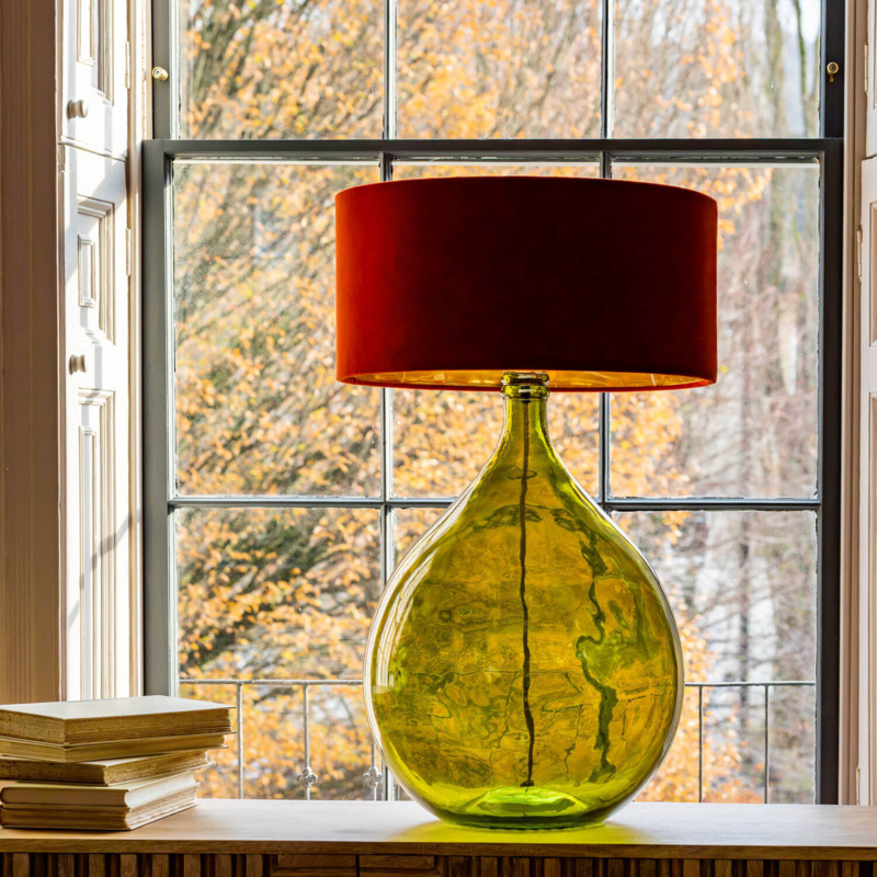 Extra Large Round Green Glass Lamp by Graham & Green | ufurnish.com