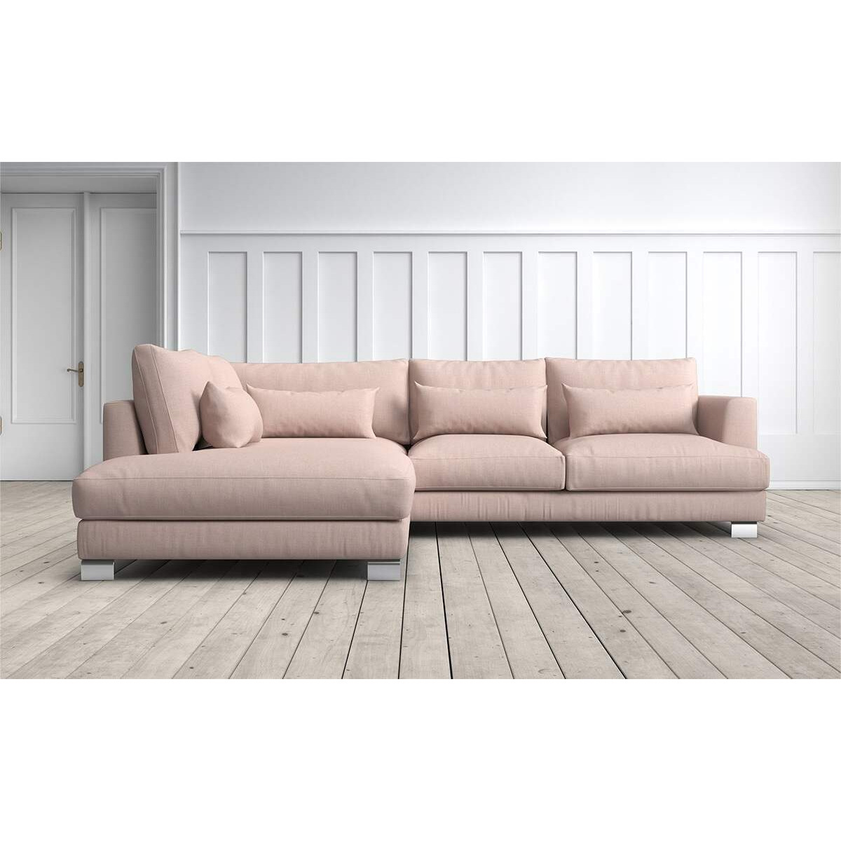 Graham and Green Dakota 2 Seater Left Chaise Sofa in Powder Pink ...