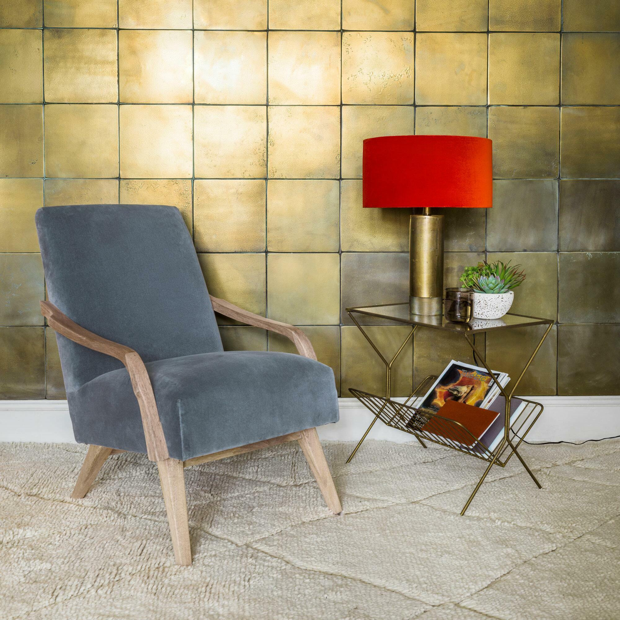 Graham and Green Edgar Grey Velvet Chair by Graham & Green | ufurnish.com