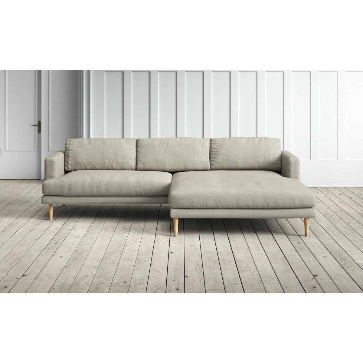 Graham and Green Sydney 4 Seater Right Chaise Sofa in Flax Belgian ...