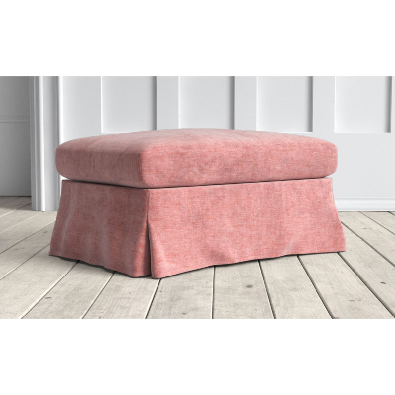 Jasmine Small Footstool in Salmon Vintage Velvet by Graham & Green ...