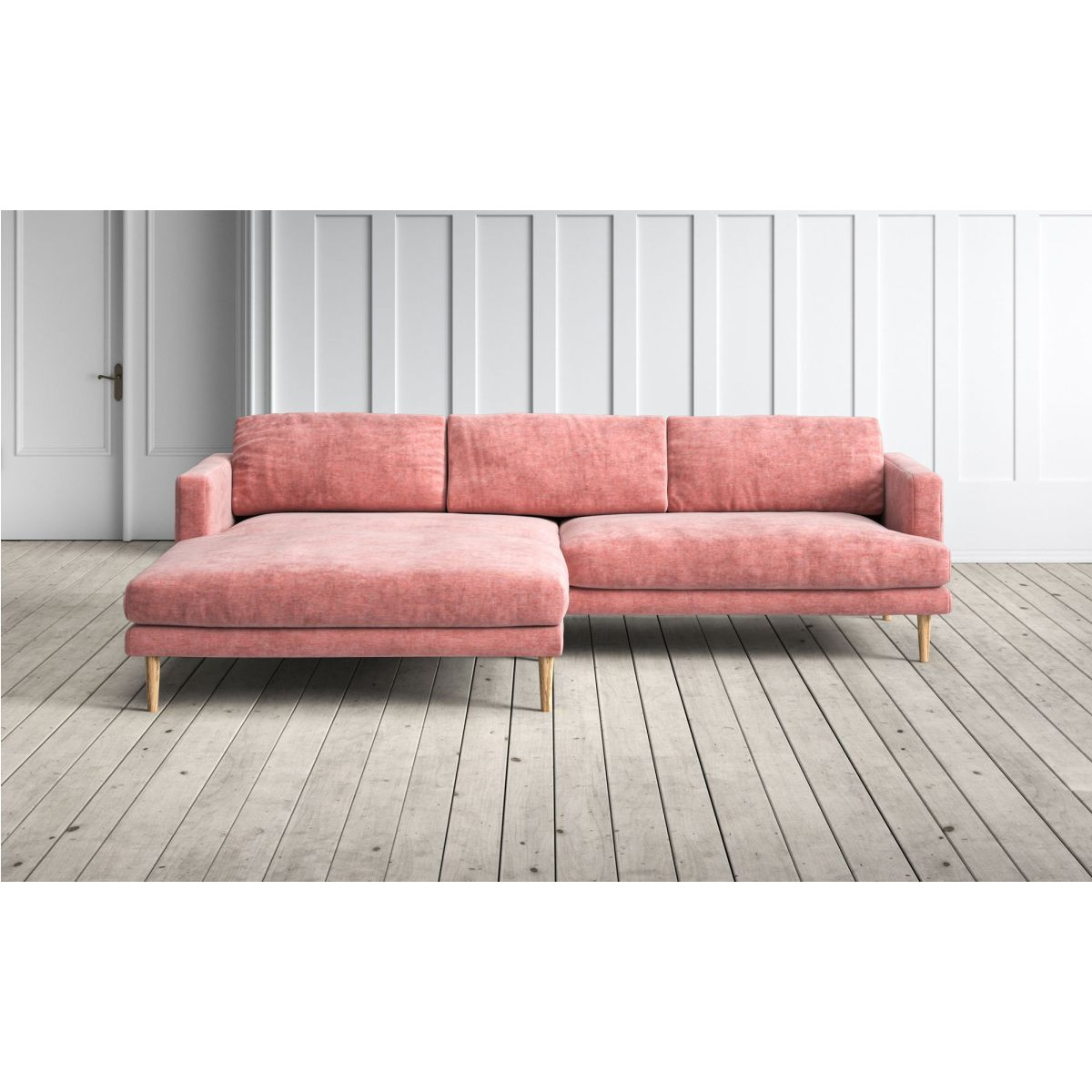 Sydney 4 Seater Left Chaise Sofa in Salmon Vintage Velvet by Graham ...