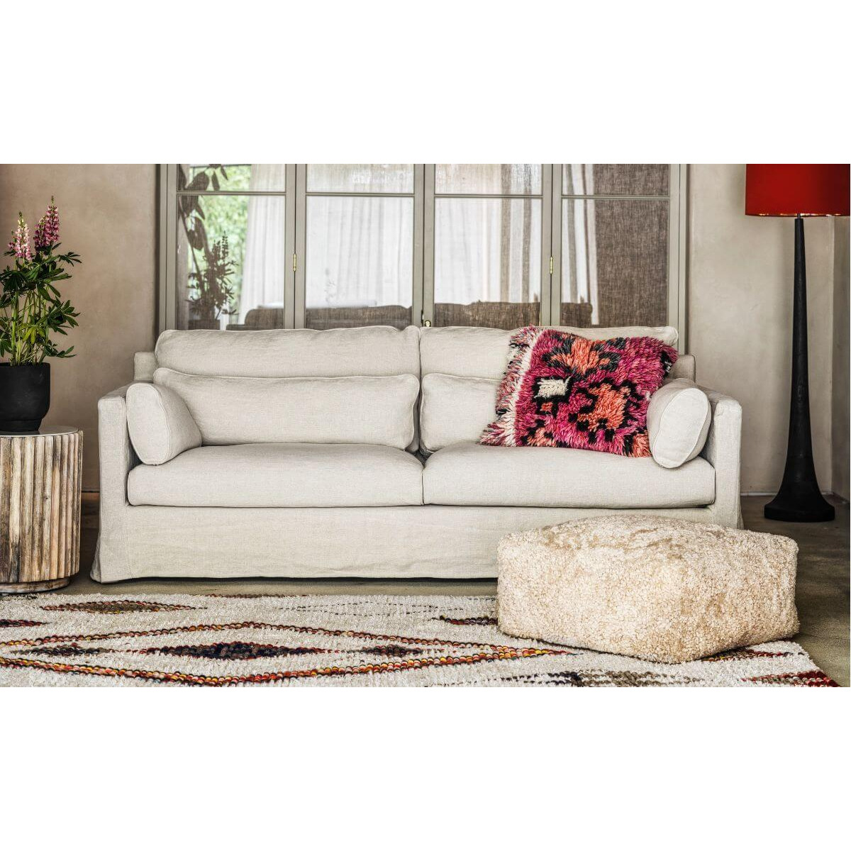 Graham and Green Jasmine 3 Seater - Natural Belgian Linen by Graham ...