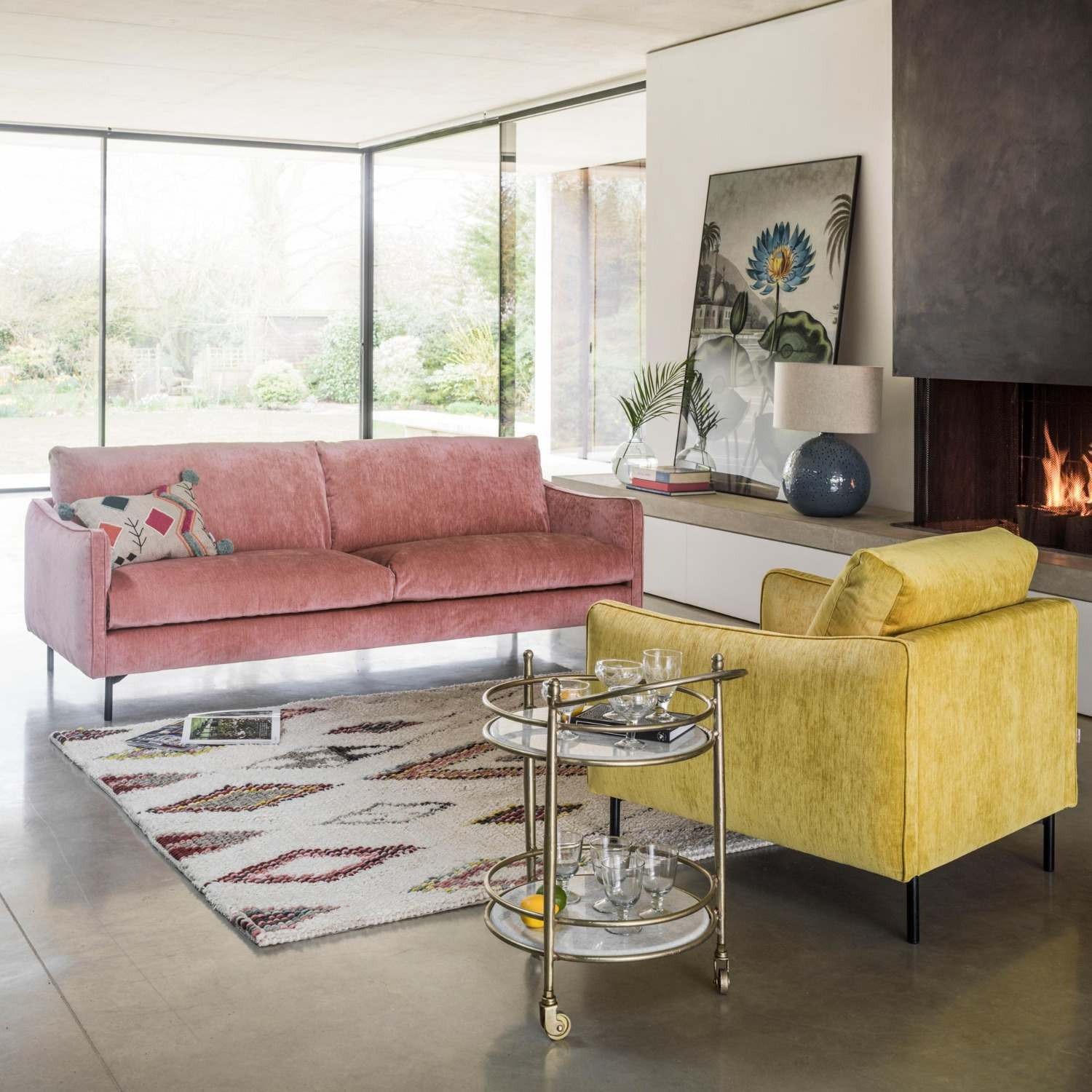 Graham and Green Henrik 3 Seater - Dark Blue Classic Velvet by Graham ...