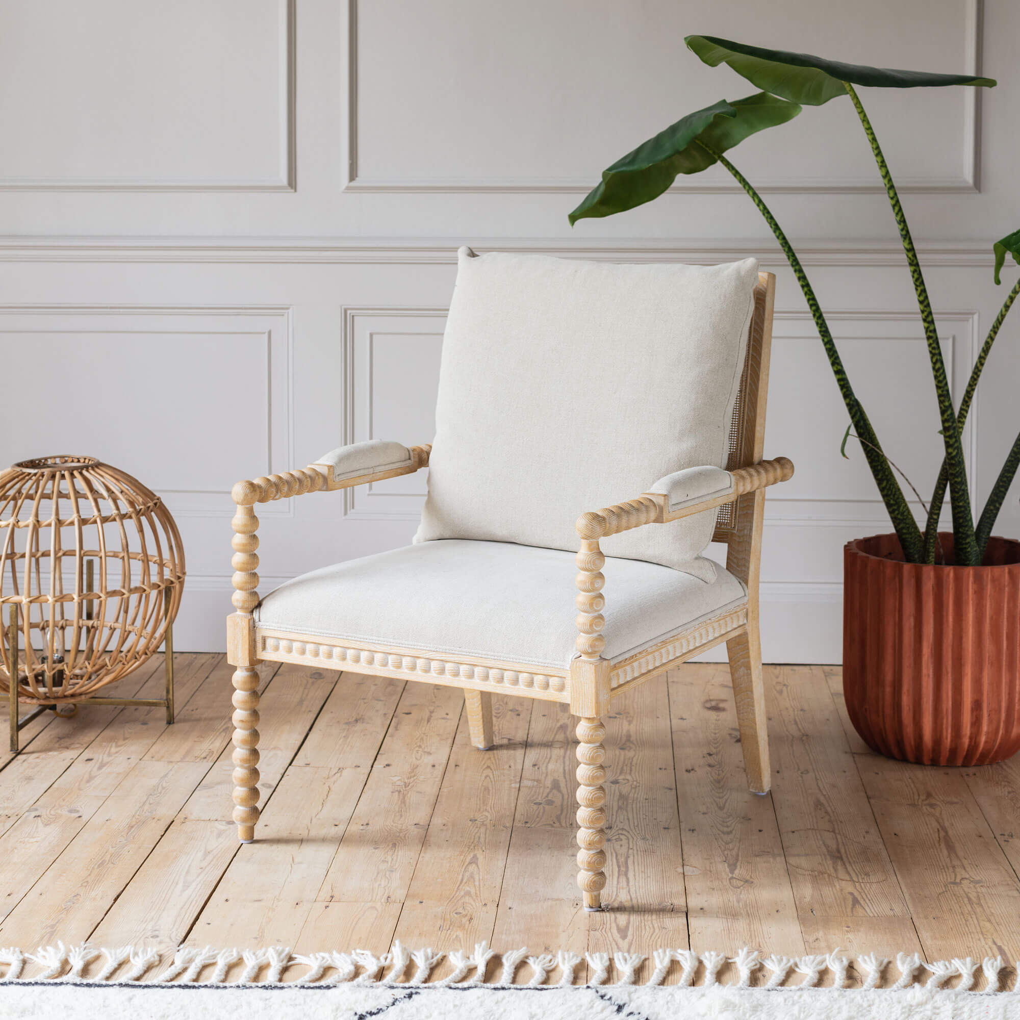 Graham and Green Bobbin Natural Linen and Ash Armchair by Graham & Green | ufurnish.com