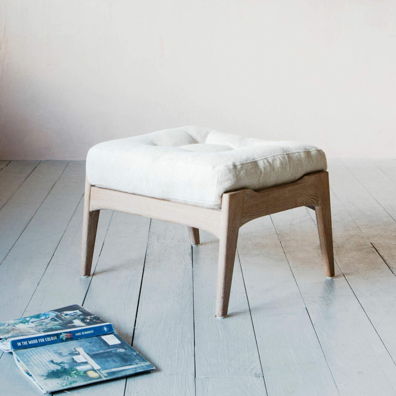 Graham and Green Dylan Linen Footstool by Graham & Green | ufurnish.com