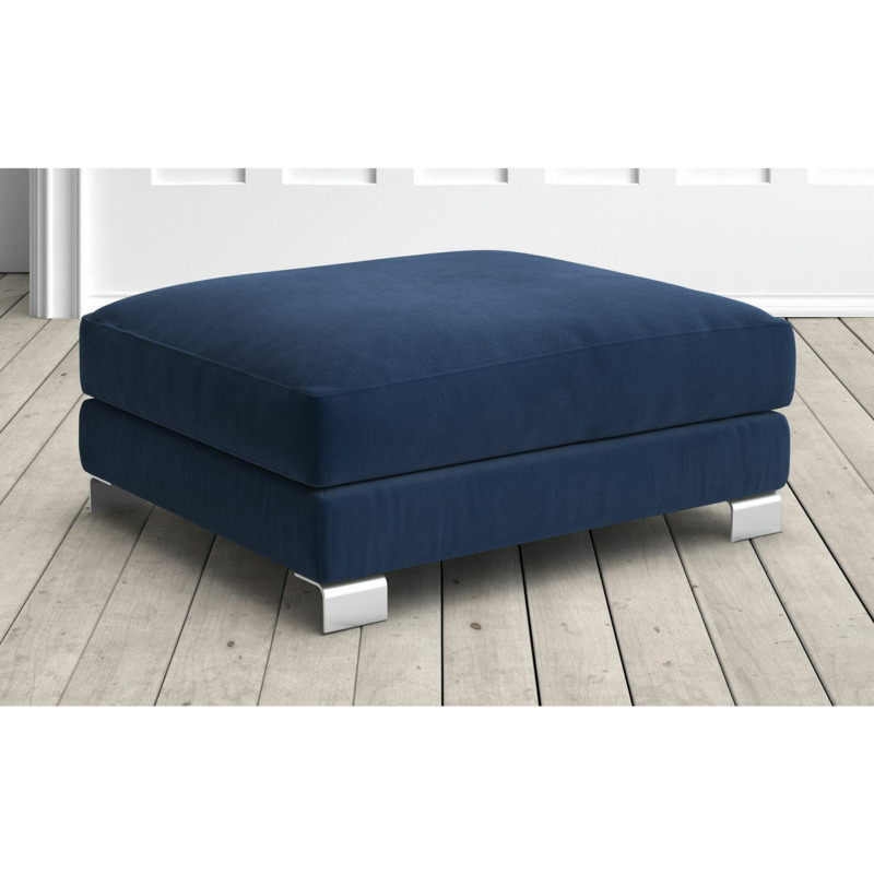 Dakota Large Footstool in Dark Blue Classic Velvet by Graham & Green ...