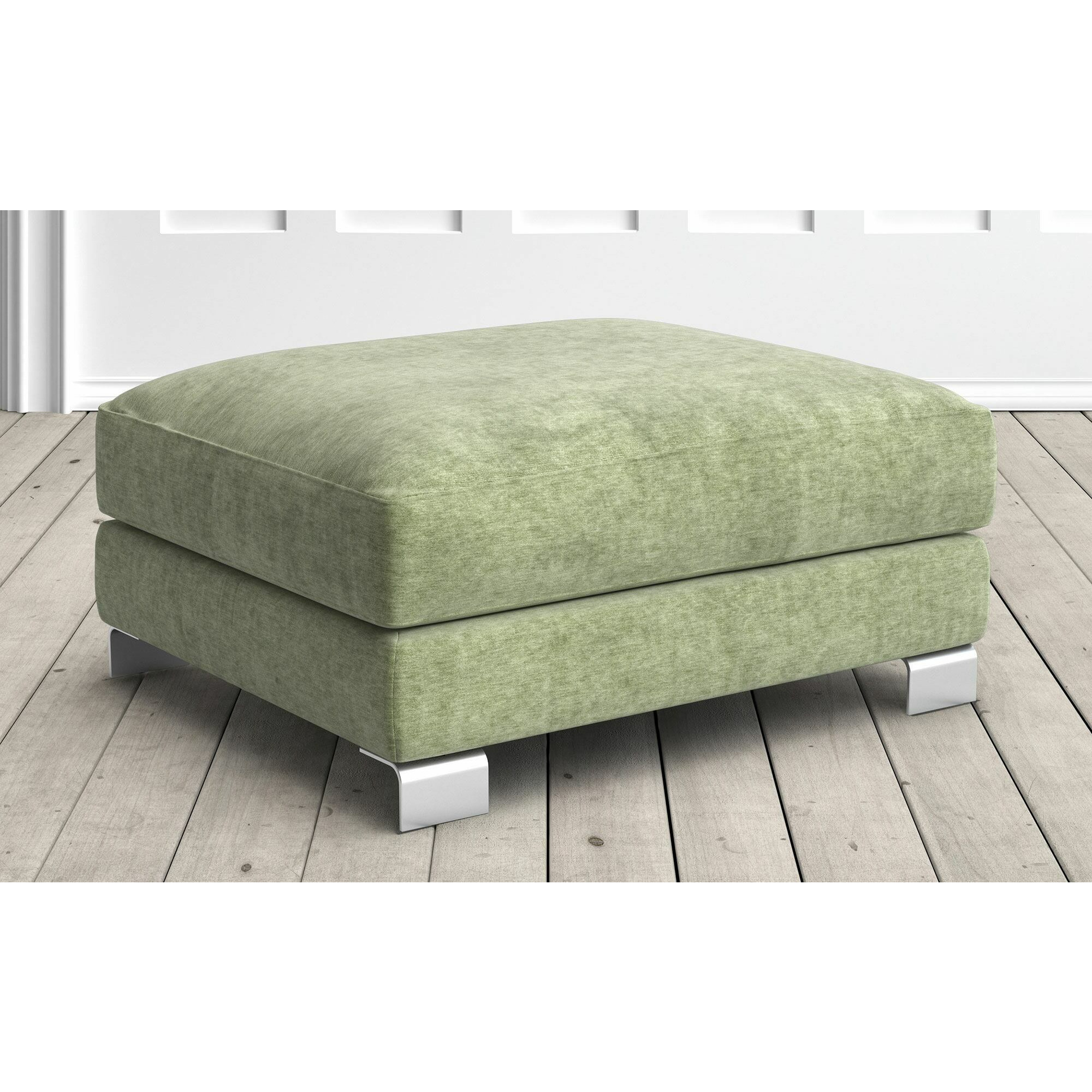 Dakota Small Footstool in Green Vintage Velvet by Graham & Green ...