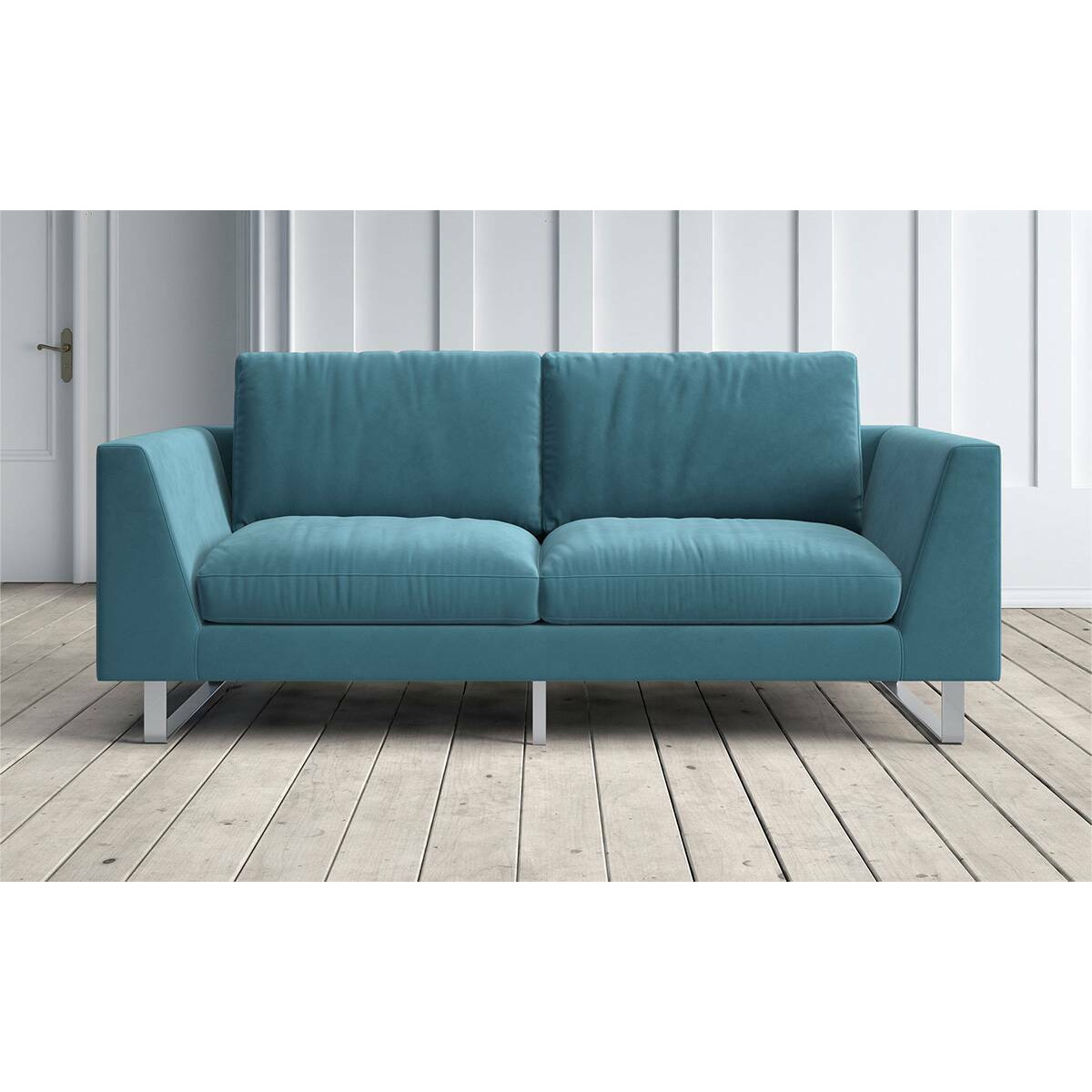 Graham and Green New York 2 Seater Sofa in Cornflower Blue Lario Velvet by Graham & Green ...