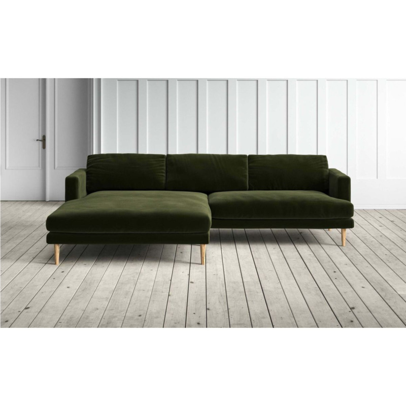Graham and Green Sydney 4 Seater Left Chaise Sofa in Moss Green Classic ...