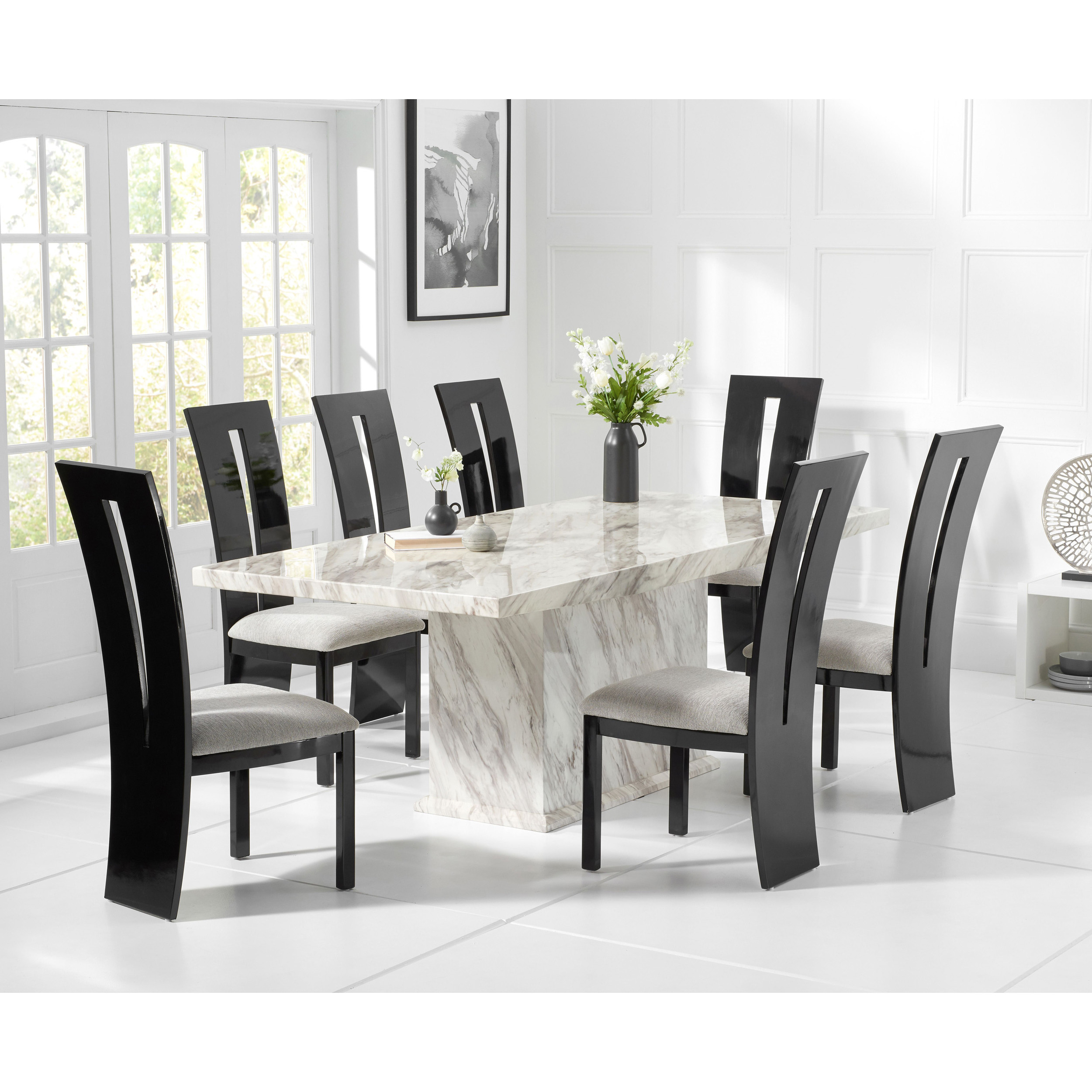 Calacatta 180cm Marble Dining Table with Verbier Chairs by Great ...