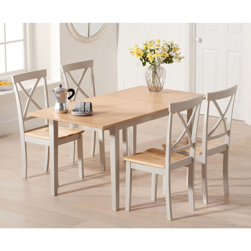 Chiltern 120cm Oak and Grey Extending Dining Table with Epsom Chairs by ...