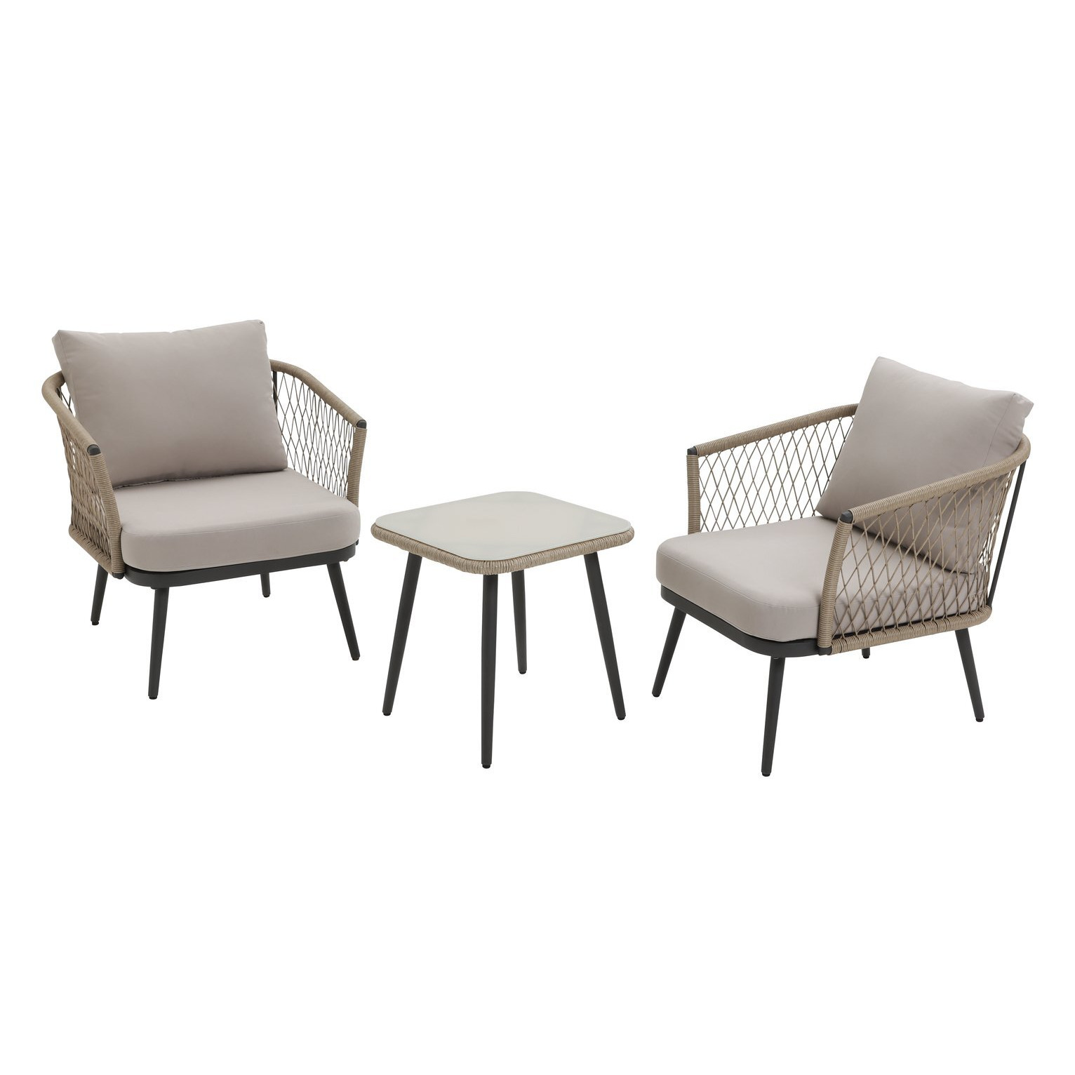 Habitat 2 Seater Rattan Effect Garden Bistro Set - Natural by Habitat ...