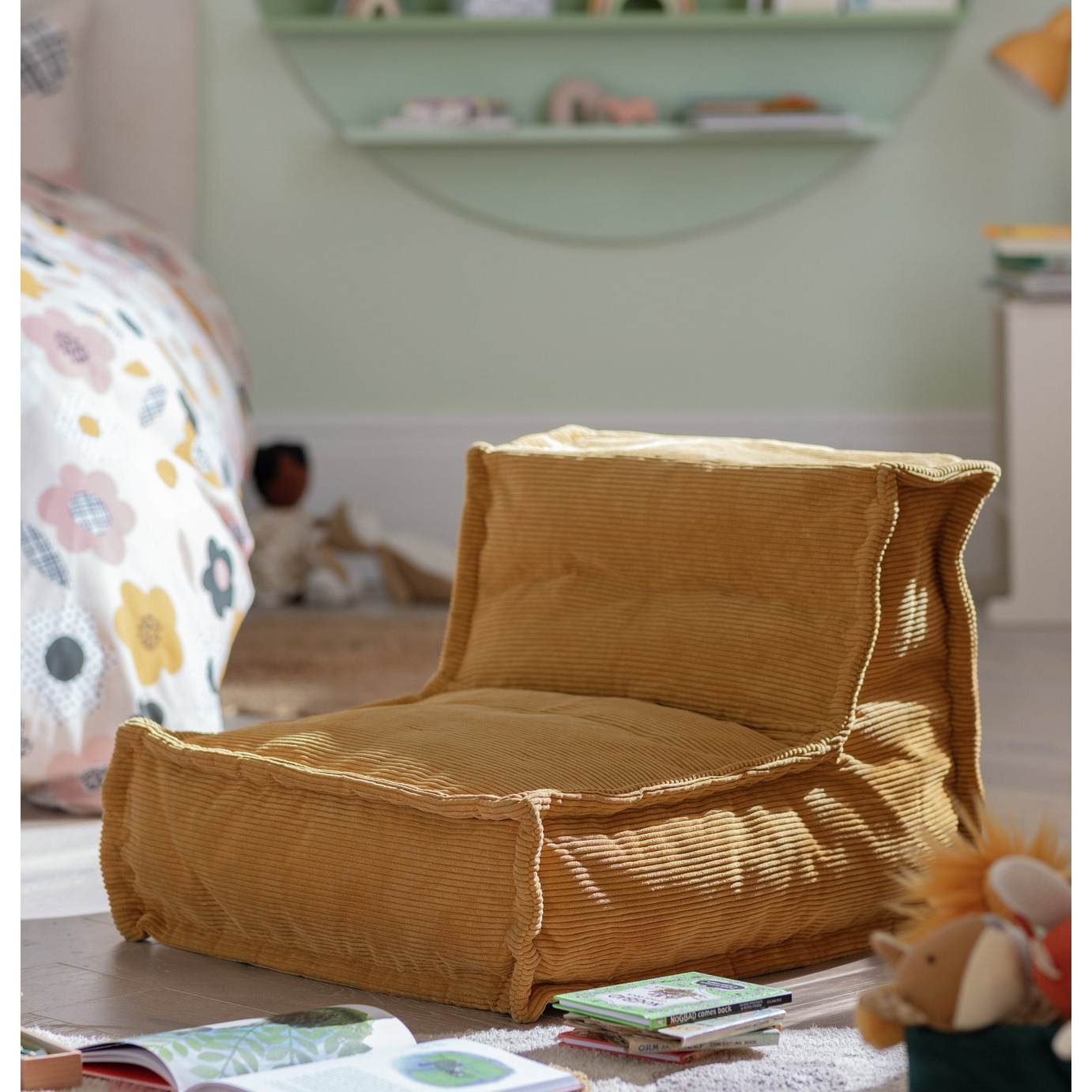 Habitat Kids Mini Estelle Cord Bean Bag - Mustard by Habitat | ufurnish.com