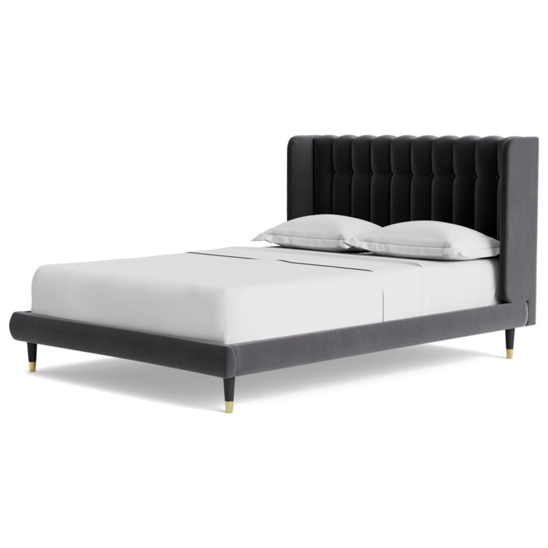 Swoon Kipling Double Velvet Bed Frame - Granite Grey by Habitat ...