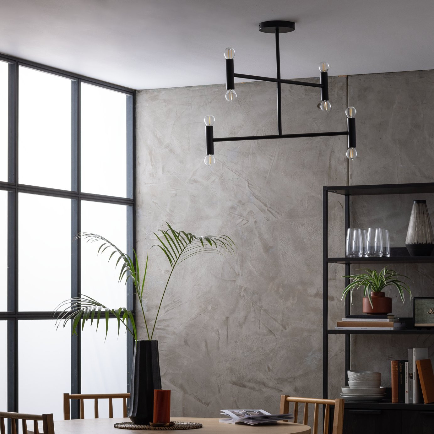 Habitat Exposed Bulb Steel LED Flush Ceiling Light - Black by Habitat ...