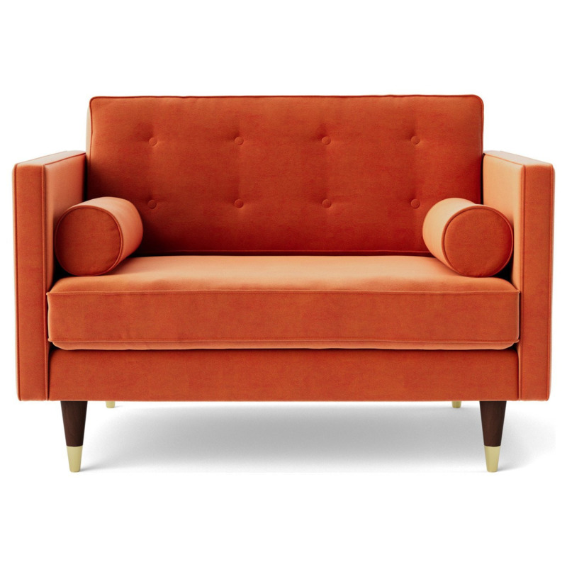 Swoon Porto Velvet Cuddle Chair - Burnt Orange by Habitat | ufurnish.com