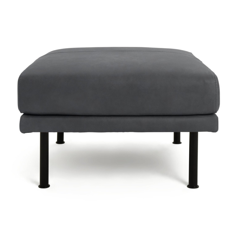 Habitat Moore Leather Ottoman Footstool - Dark Grey by Habitat ...
