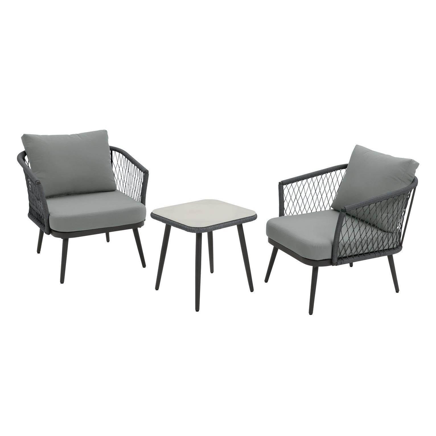 Habitat 2 Seater Rattan Effect Garden Bistro Set - Grey by Habitat ...