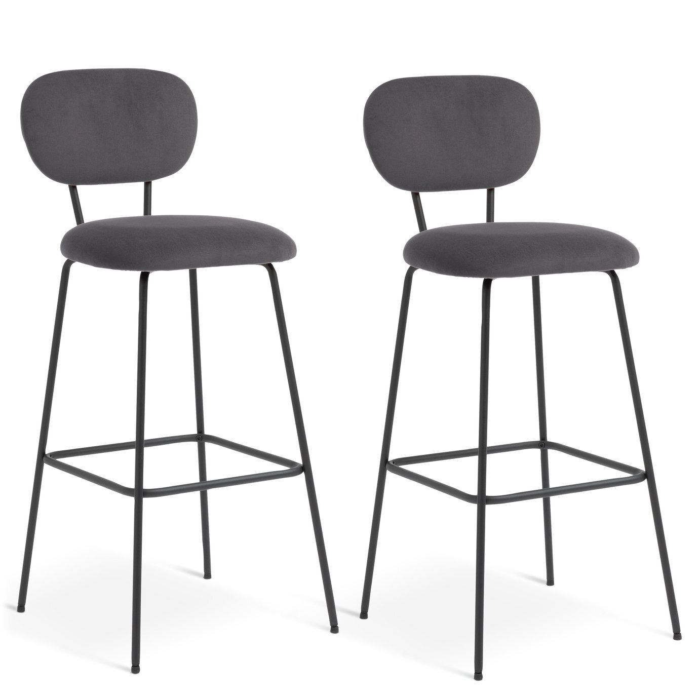Habitat Ariana Pair of Velvet Bar Stools - Dark Grey by Habitat ...
