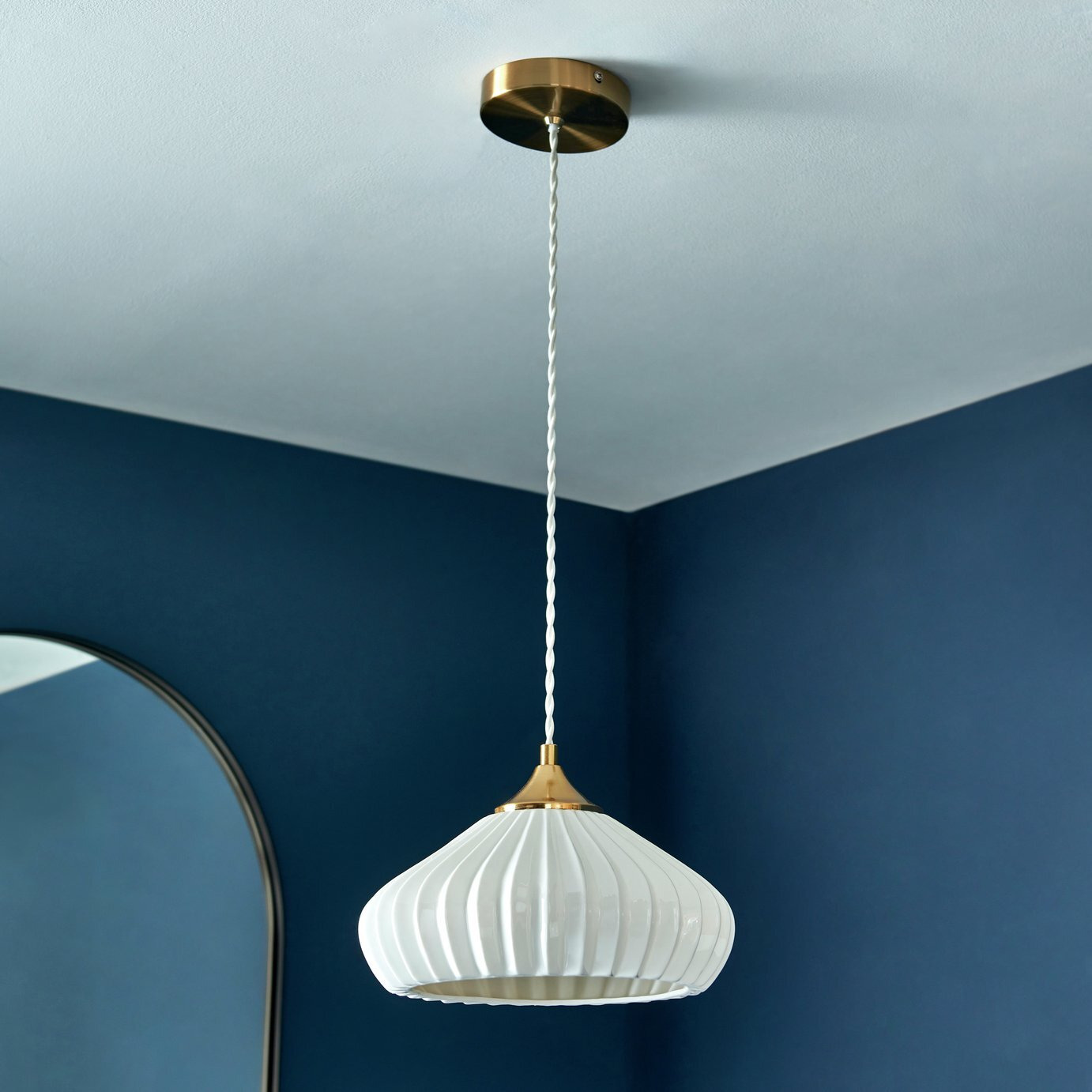 Shore Light Leah Porcelain Pendant Light - Satin Gold by Habitat ...